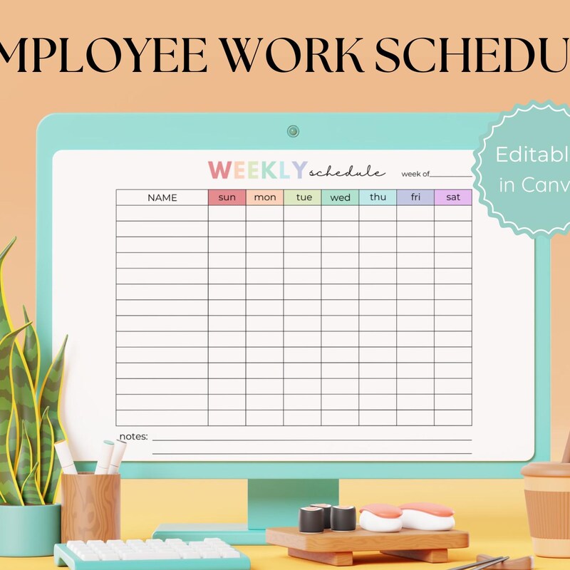 Weekly Schedule - Etsy