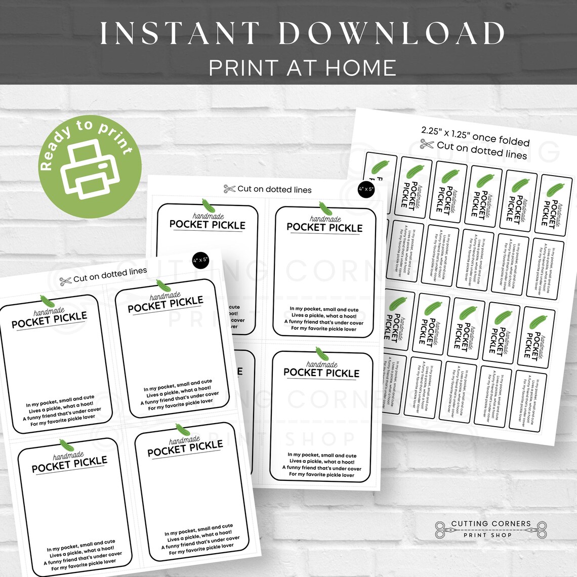 Crochet Tags for Handmade Items, Printable Crochet Positive Pickle Tags ...