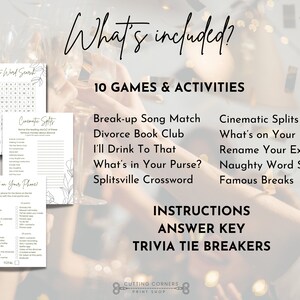 10 Printable Divorce Party Games Bundle, Funny Break-up Games, Divorcee ...