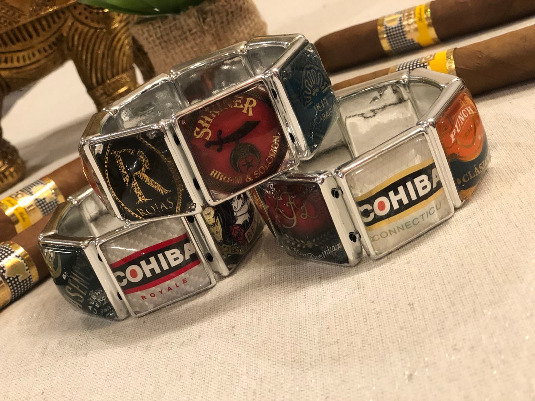 Silver Cigar Label Unisex Bracelet, Cigar Bracelet. Cigar Label ...