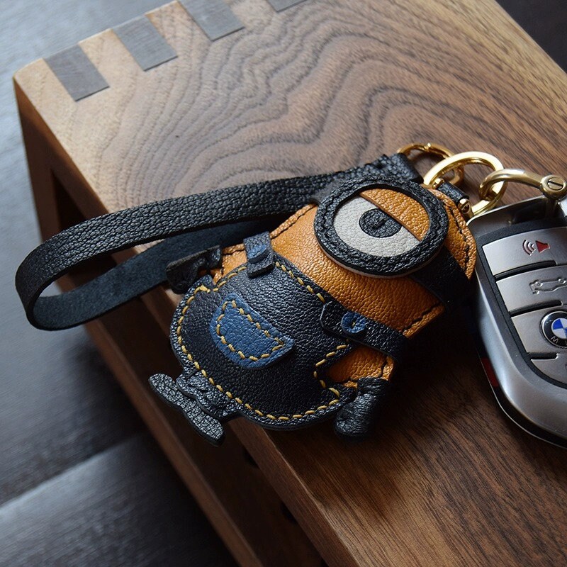 Luxury Minions Keychain Leather Cartoon Keychain for Designer Handbag ...