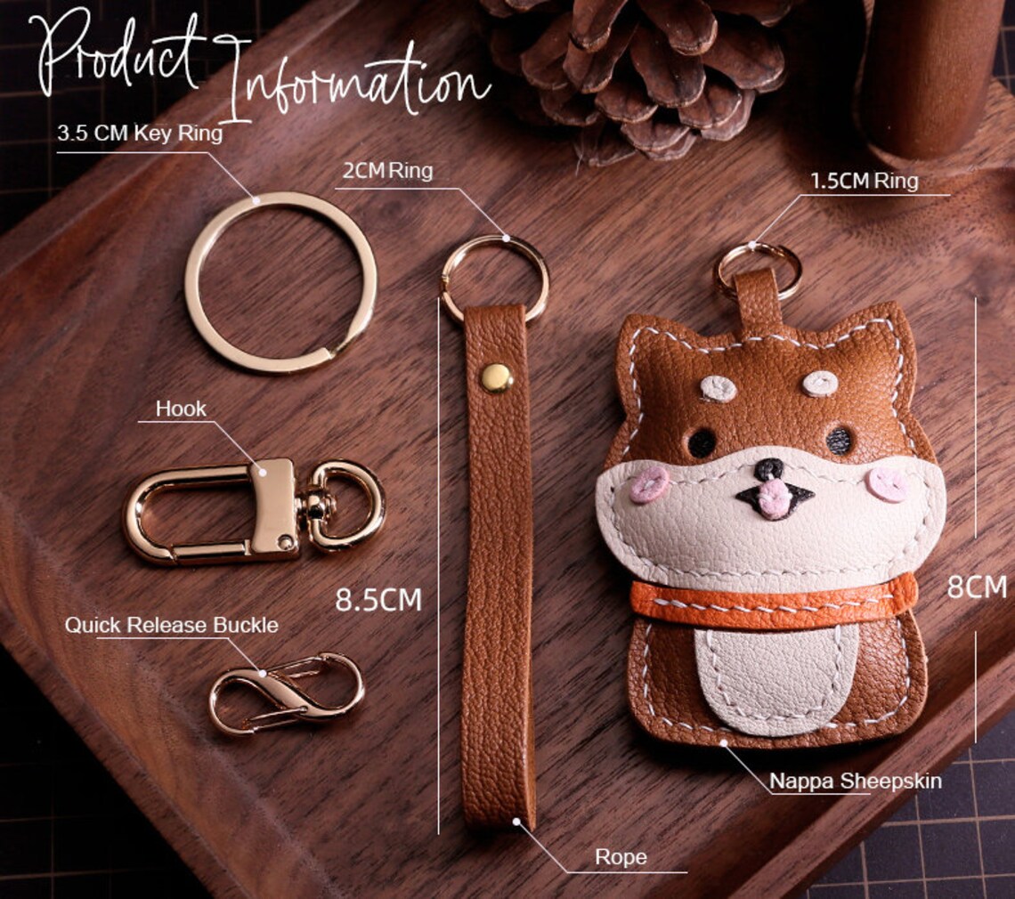 Leather Shiba Inu Keychain Luxury Dog Keychain for Designer | Etsy