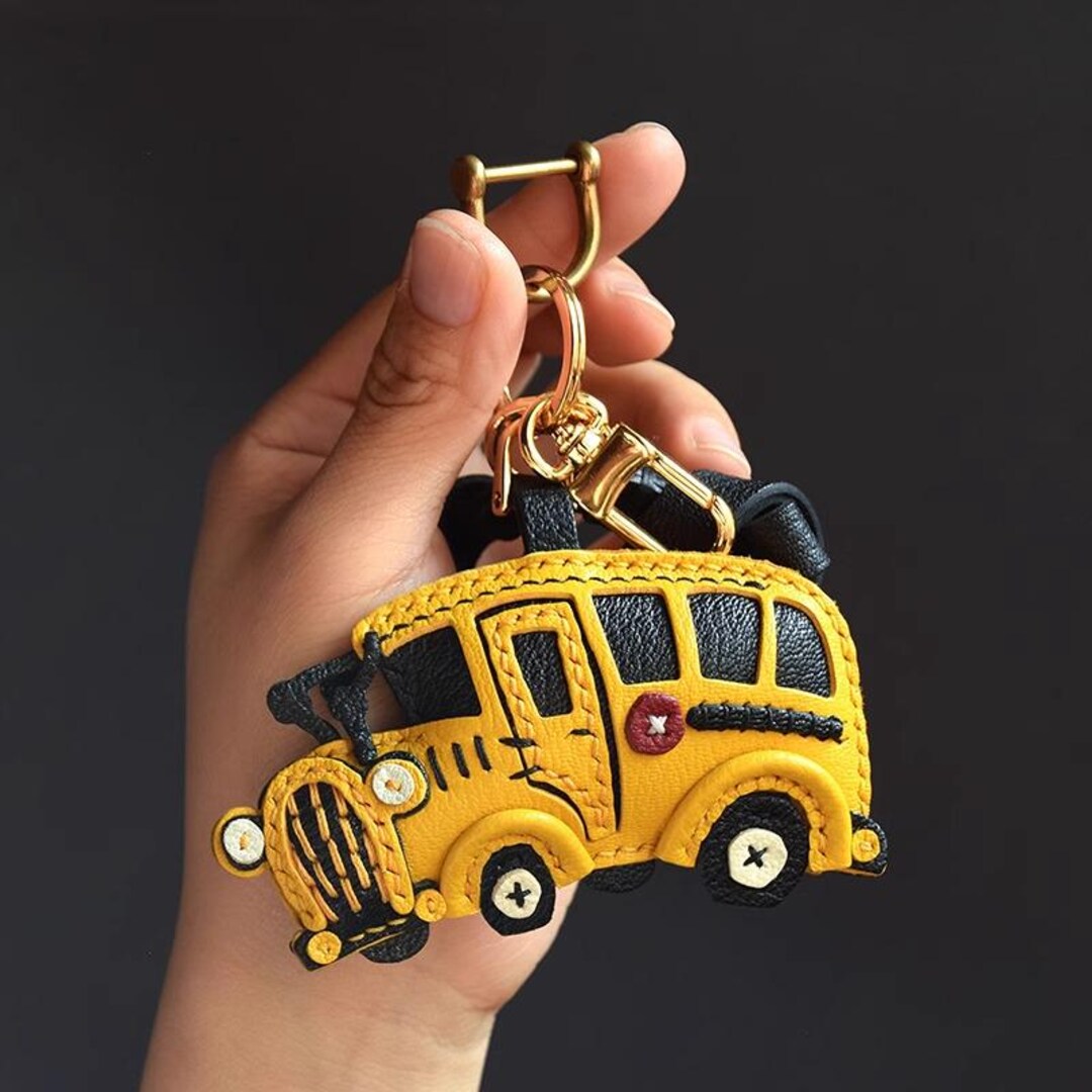 Luxury School Bus Keychain Leather Bus Keychain for Designer Handbag ...