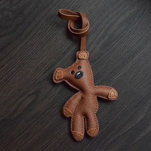 Mr. Bean Teddy Keychain Leather Bear Keychain for Designer Handbag ...