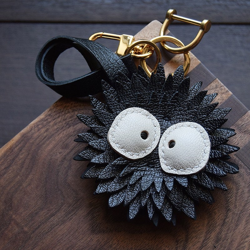Dust Bunny Leather Charm Black Briquette Leather Car Keychain Tote Bag ...