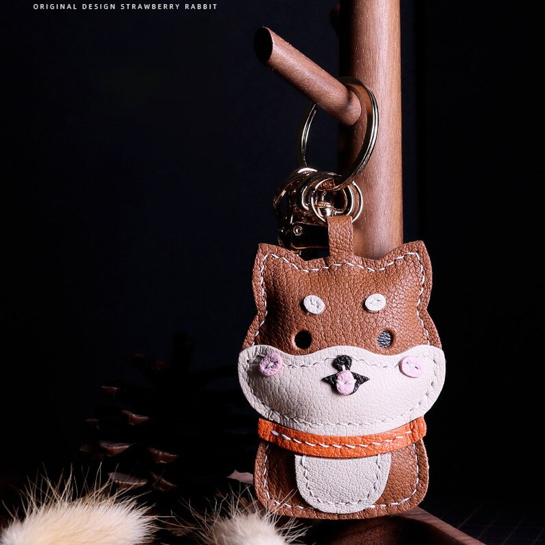 Leather Shiba Inu Keychain Luxury Dog Keychain for Designer | Etsy