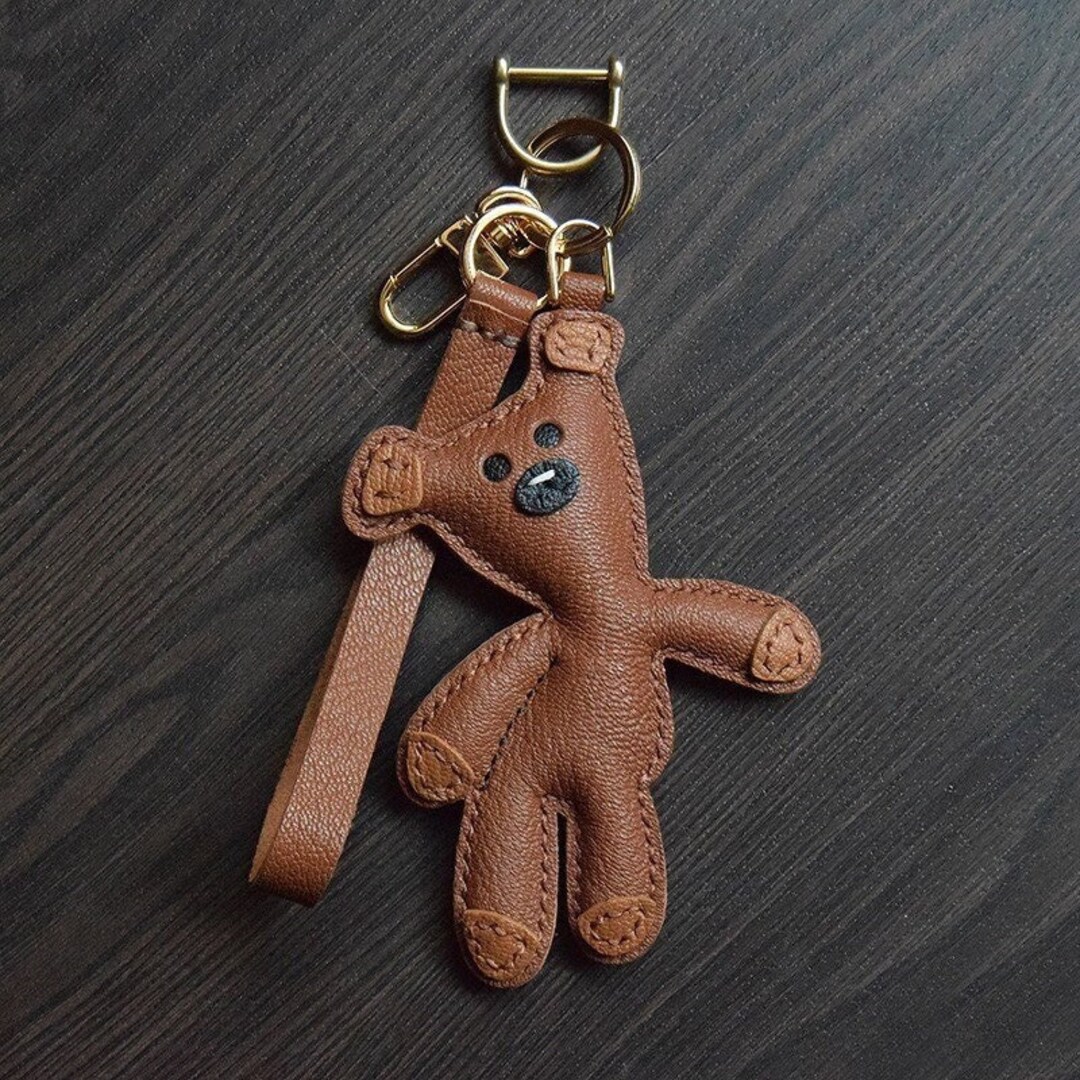 Mr. Bean Teddy Keychain Leather Bear Keychain for Designer Handbag ...