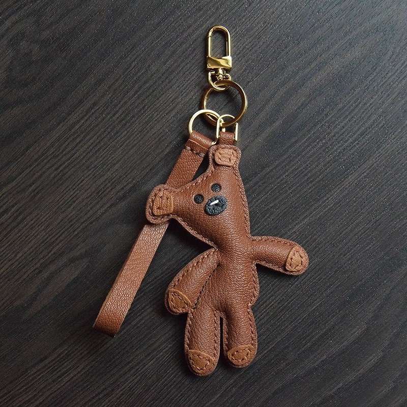 Mr. Bean Teddy Keychain Leather Bear Keychain for Designer Handbag ...