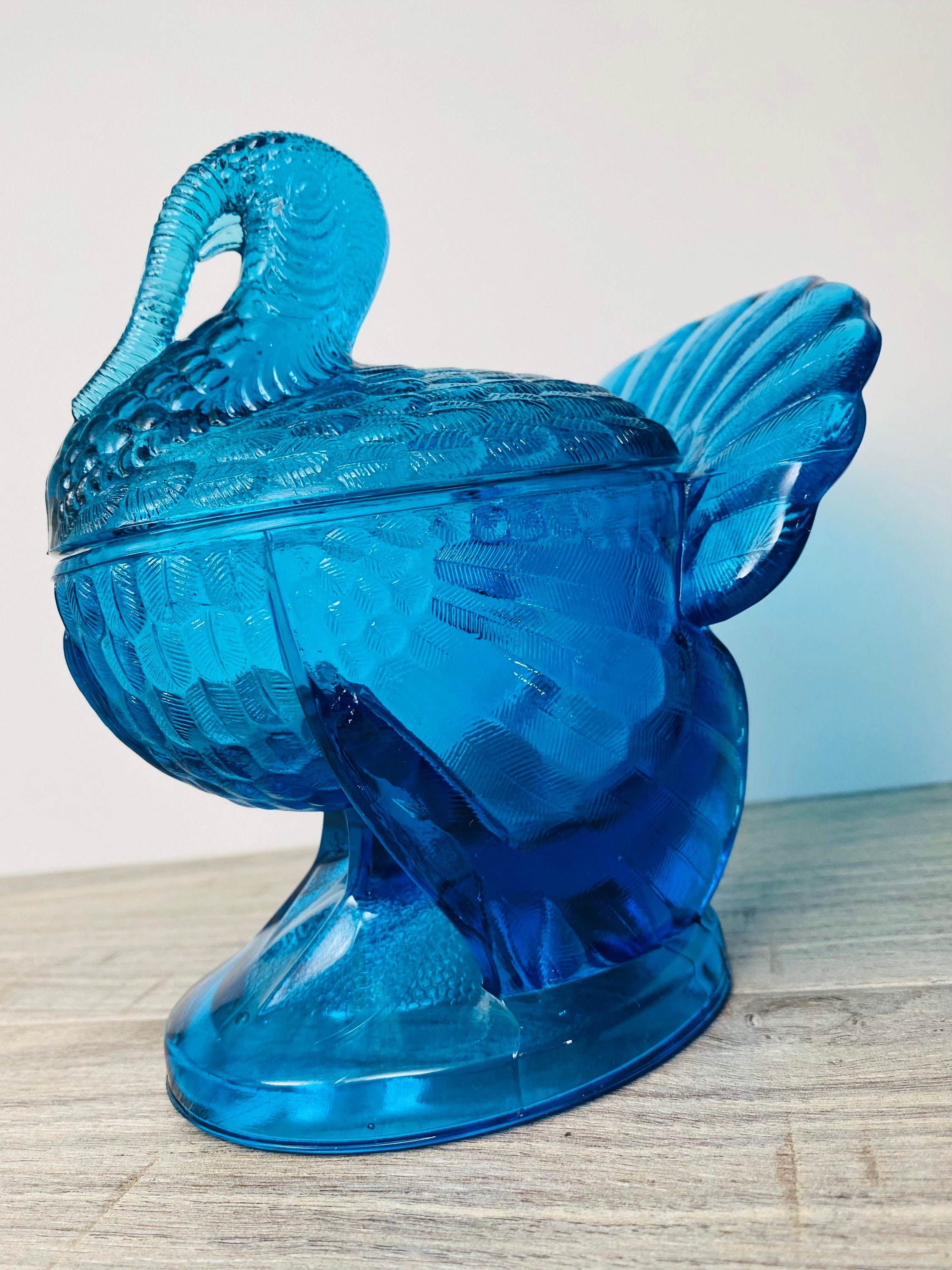 Vintage LE Smith Turkey Peacock Blue Jam Server HTF Bright - Etsy