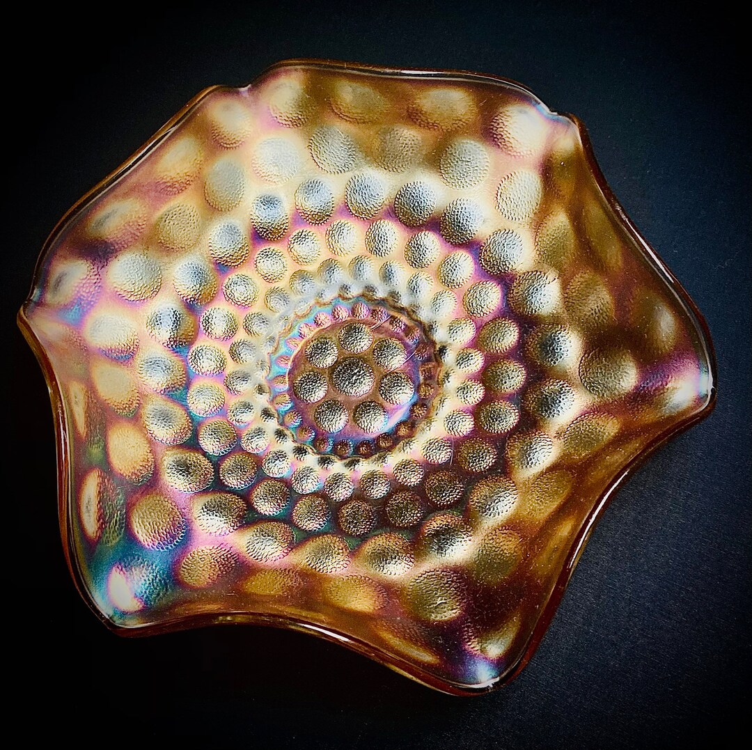 Antique Fenton Coin Dot Carnival Glass Bowl Marigold Carnival Glass ...