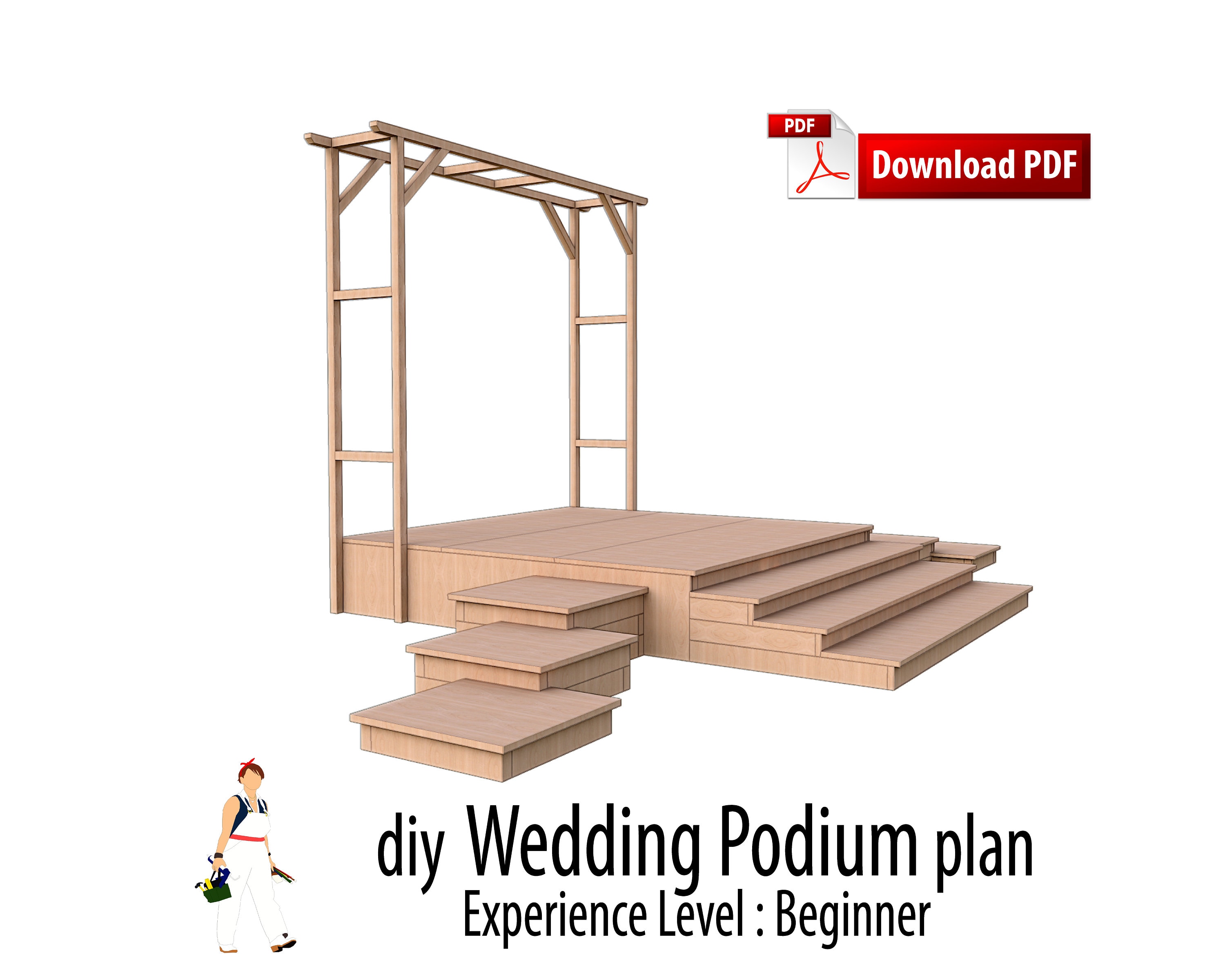 Diy Wedding Ceremony Podium Stage Stand Plan, Arch, Harbor Decor for ...