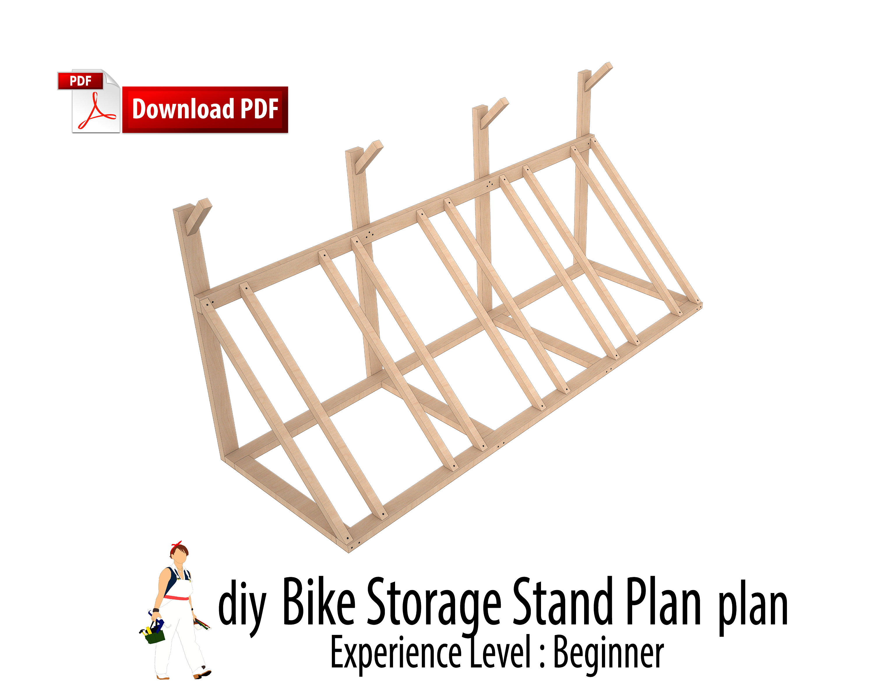Diy Bike Rack Storage Holder Stand for Garage Woodworking Pdf Plan - Etsy