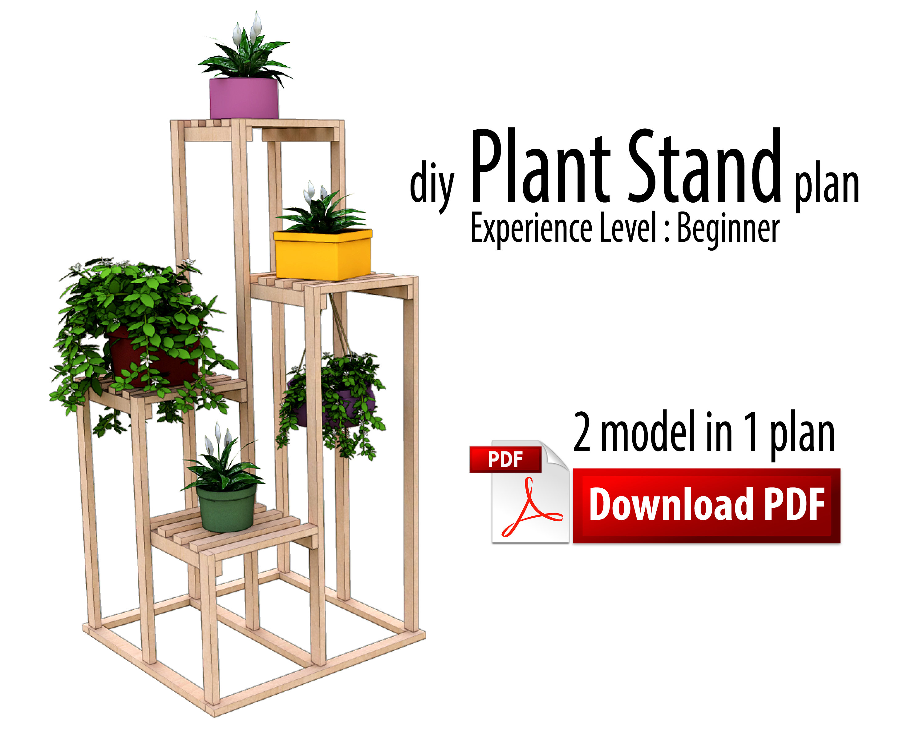 Diy Tall Plant Stand Woodworking Plan Flower Stand Indoor - Etsy