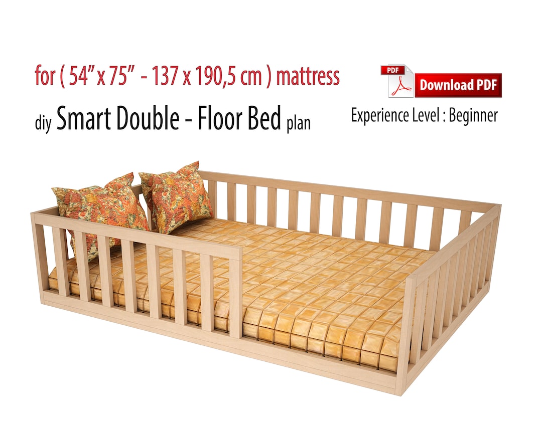 Double Montessori Floor Bed DIY Woodworking Plan (PDF) - Etsy