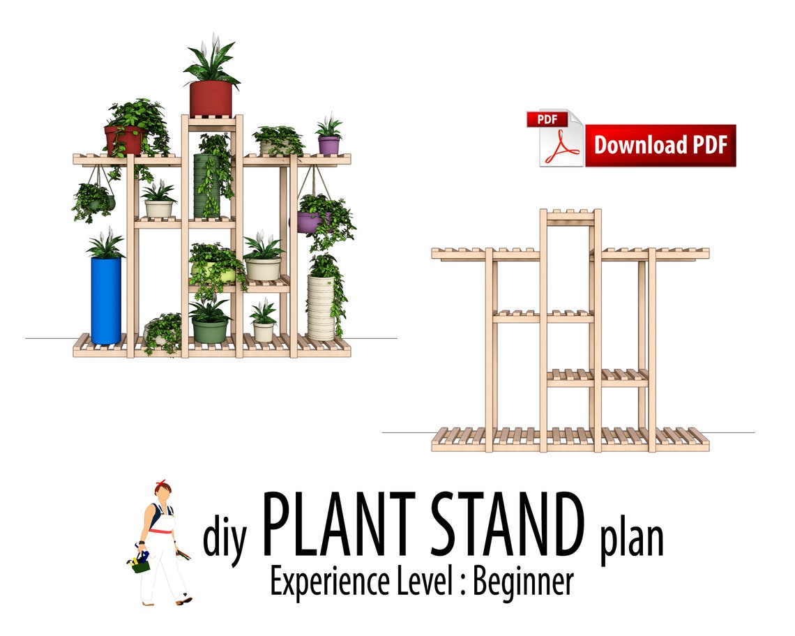 Diy Plant Stand Woodworking Plan, Flower Stand, Indoor, Outdoor, Wood ...