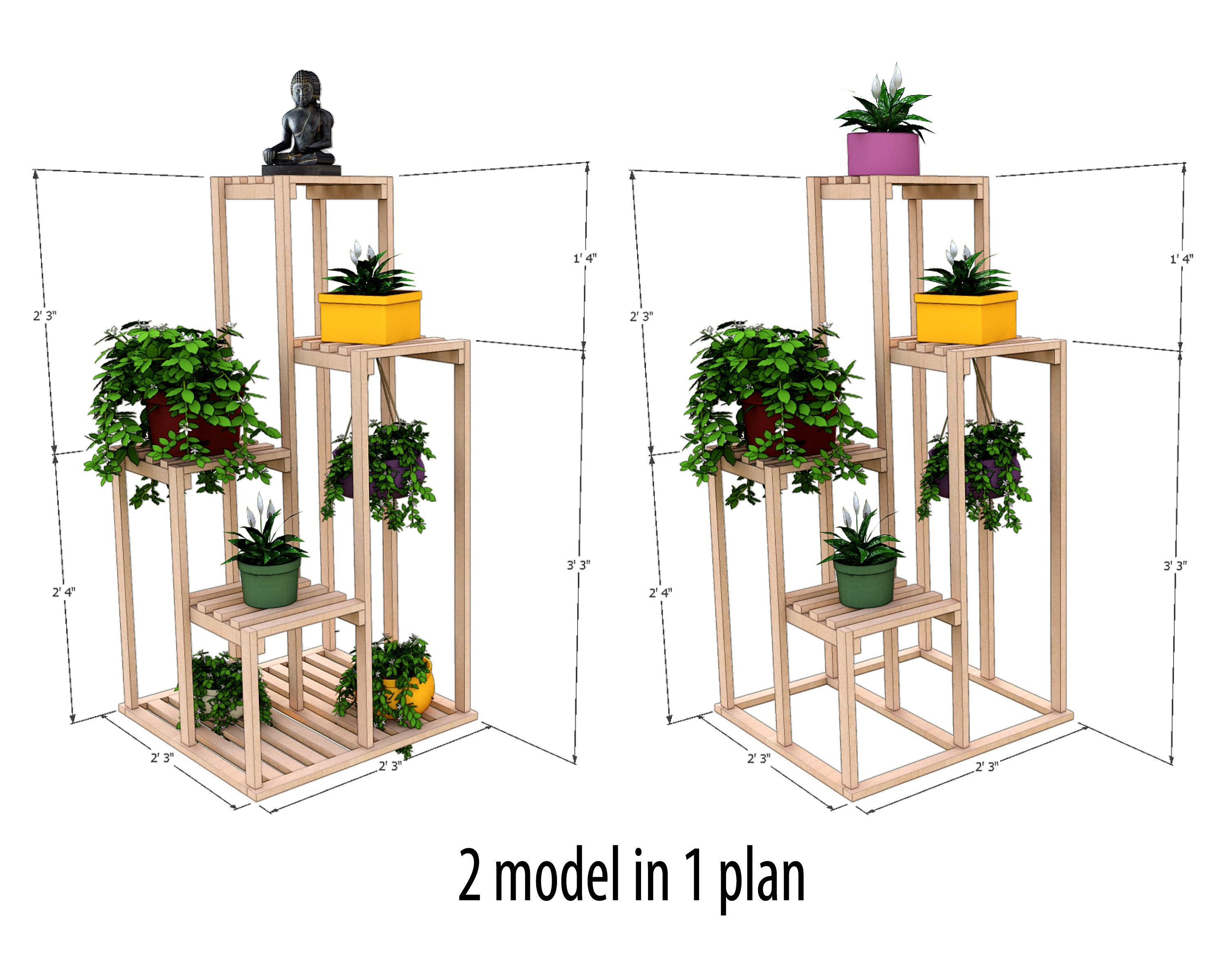 DIY Tall Wooden Plant Stand Plan, Indoor Outdoor (PDF Pattern) - Etsy