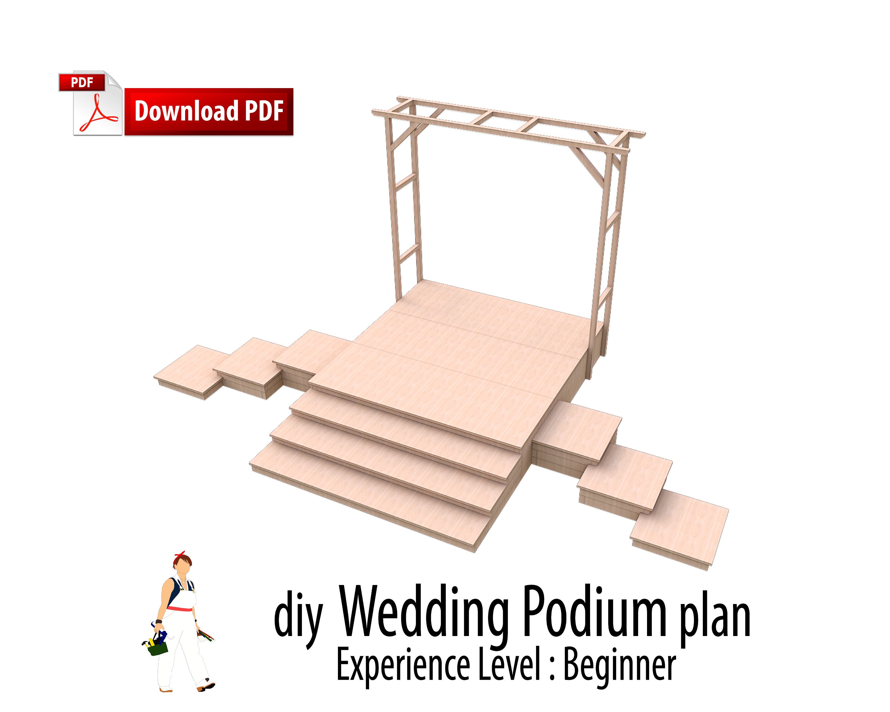 Diy Wedding Ceremony Podium Stage Stand Plan, Arch, Harbor Decor for ...