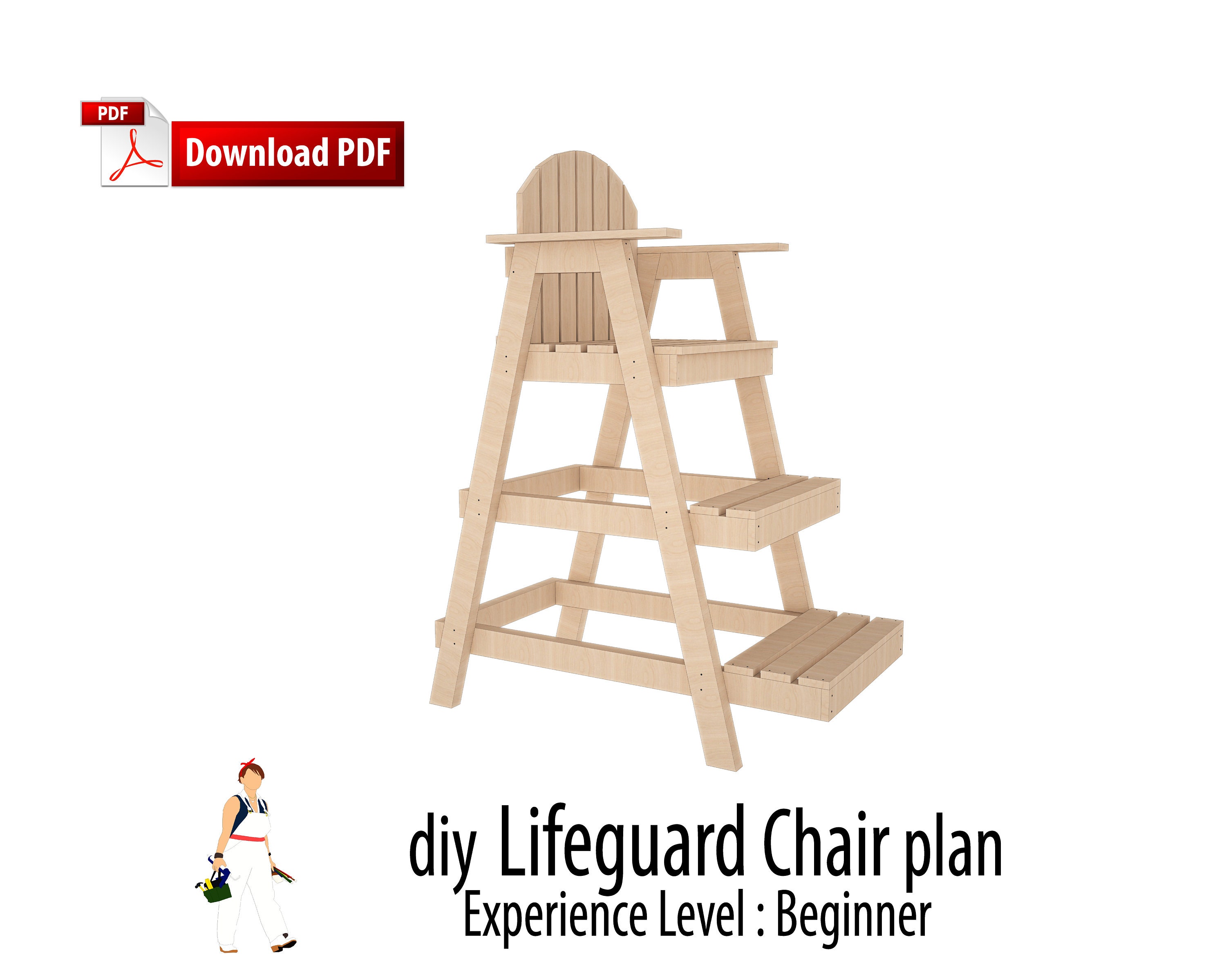 Diy Lifeguard Chair Station Digital Woodworking Diy Plan, Tall Chair ...