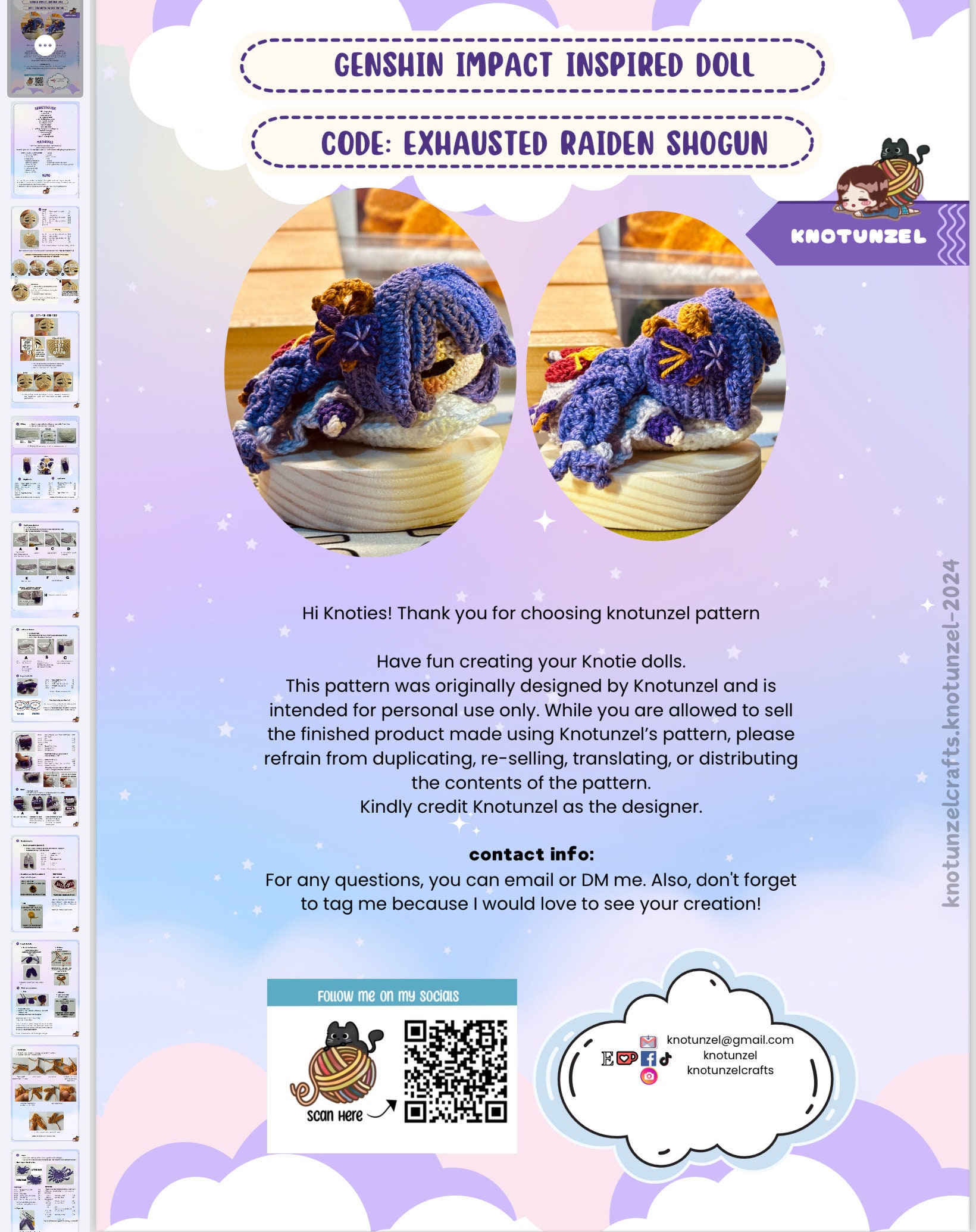 Raiden-genshin PDF PATTERN DOLL - Etsy