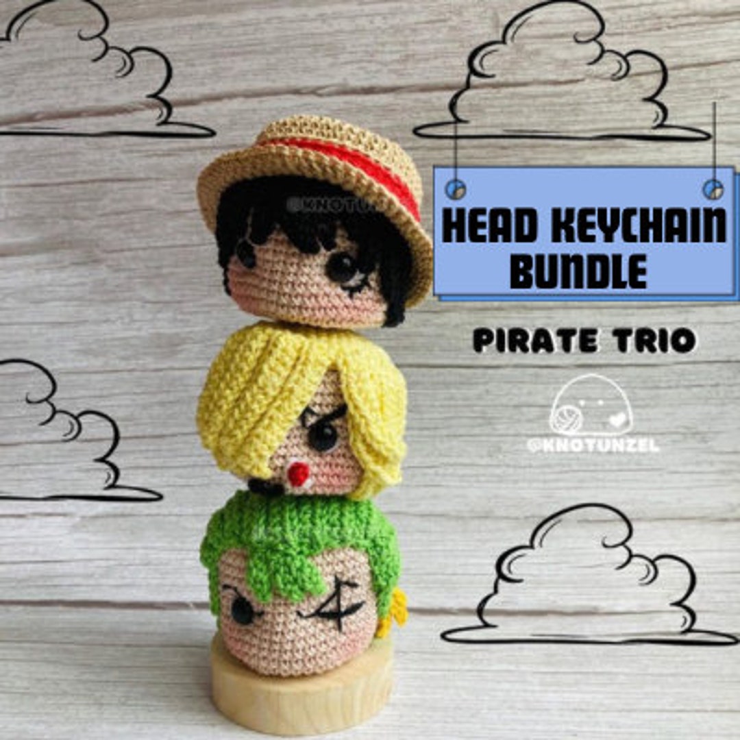 Trio Head Pattern Keychain Amigurumi - Etsy