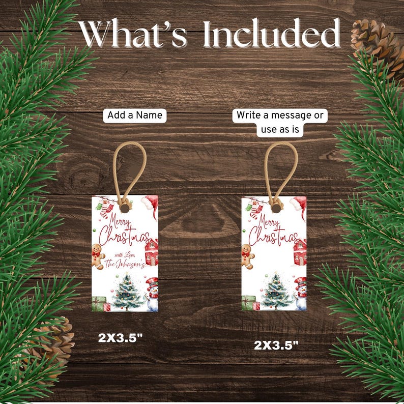 Editable Christmas Gift Tags – Printable PDF Template (canva Editable ...