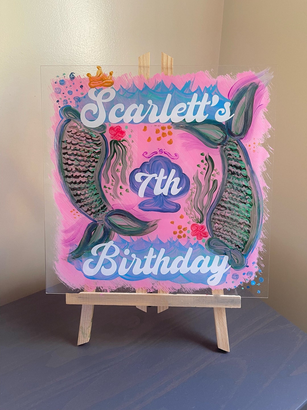 Personalized Acrylic Birthday Sign: Hand-painted Table Decor (15x15 ...