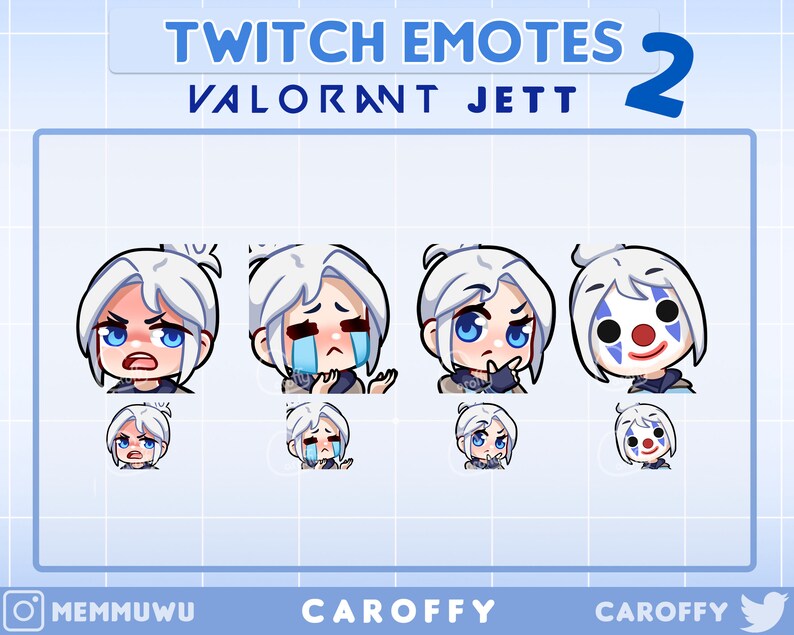 Cute Valorant Jett Emotes | Set 2 | Twitch, Discord, Youtube - Etsy