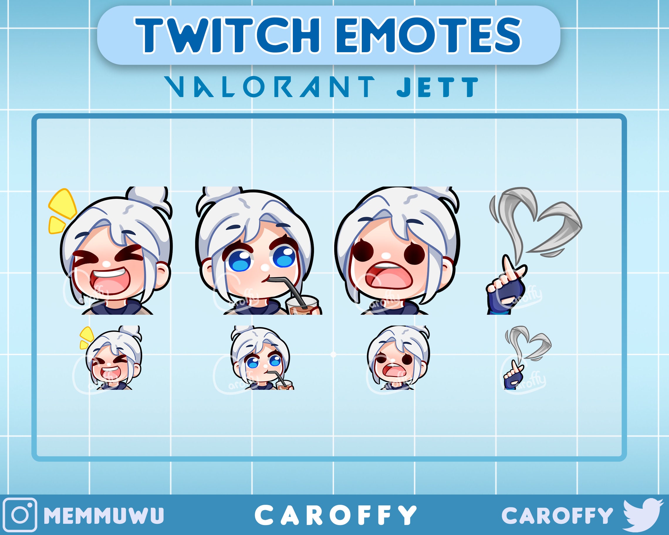 Cute Valorant Jett Emotes Twitch, Discord, Youtube - Etsy