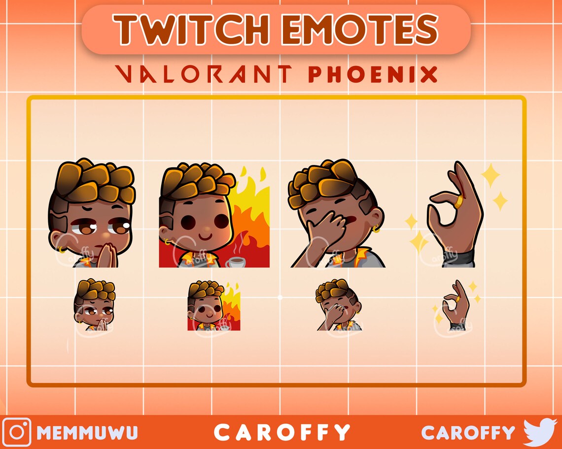 Cute Valorant Phoenix Emotes Twitch, Discord, Youtube - Etsy Canada