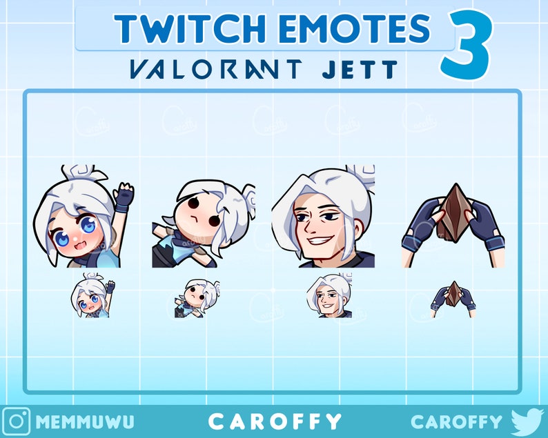 Cute Valorant Jett Emotes Set 3 Twitch, Discord, Youtube - Etsy 日本