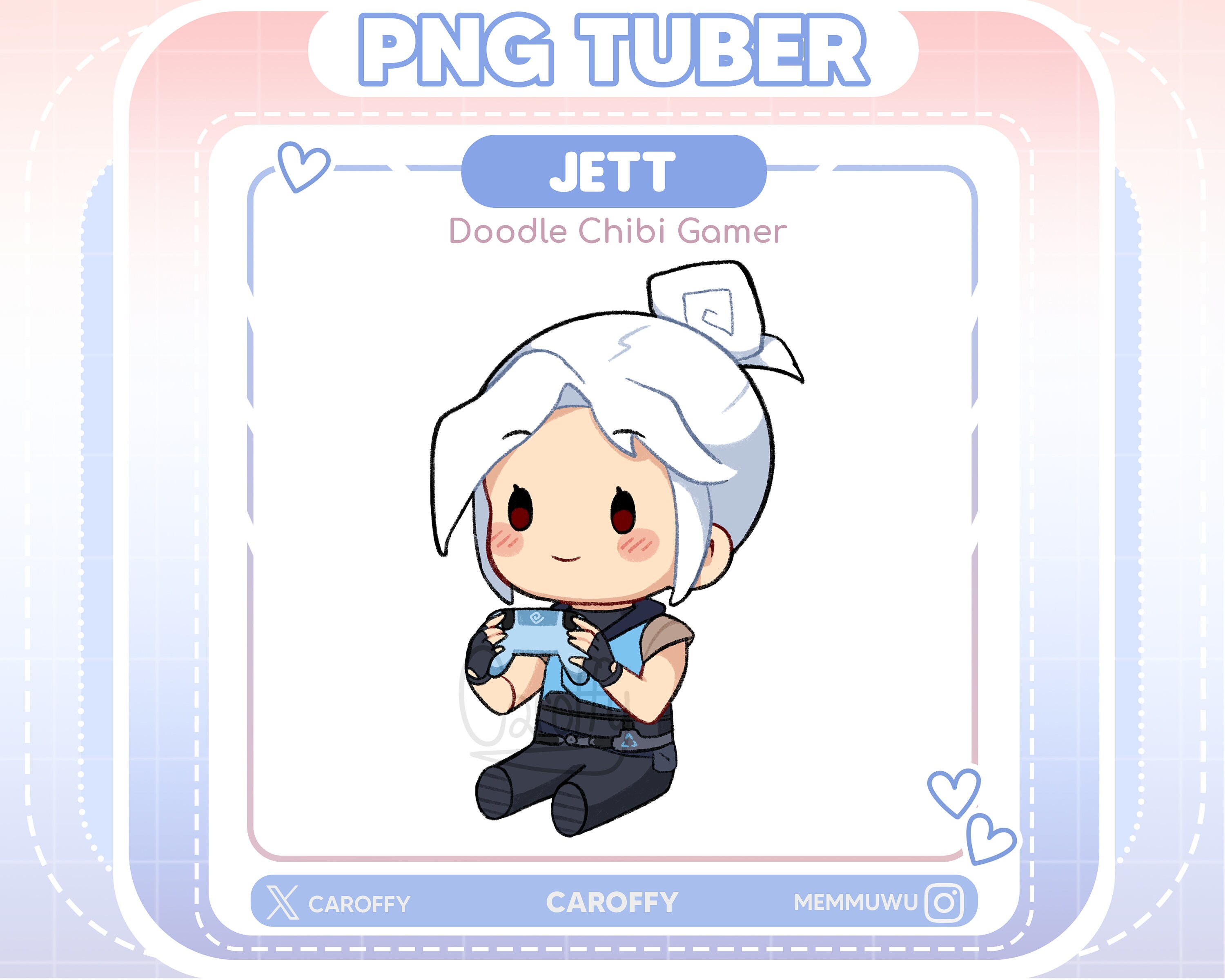 Lindo modelo Valorant Jett PNGtuber / Doodle Chibi Gamer / Twitch ...