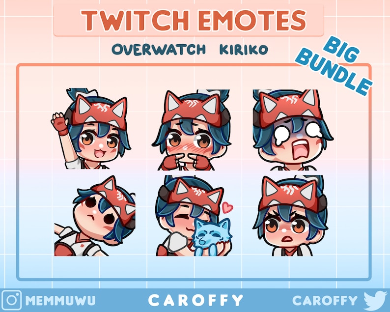 Cute Overwatch Kiriko Emotes BUNDLE | Twitch, Discord, Youtube - Etsy