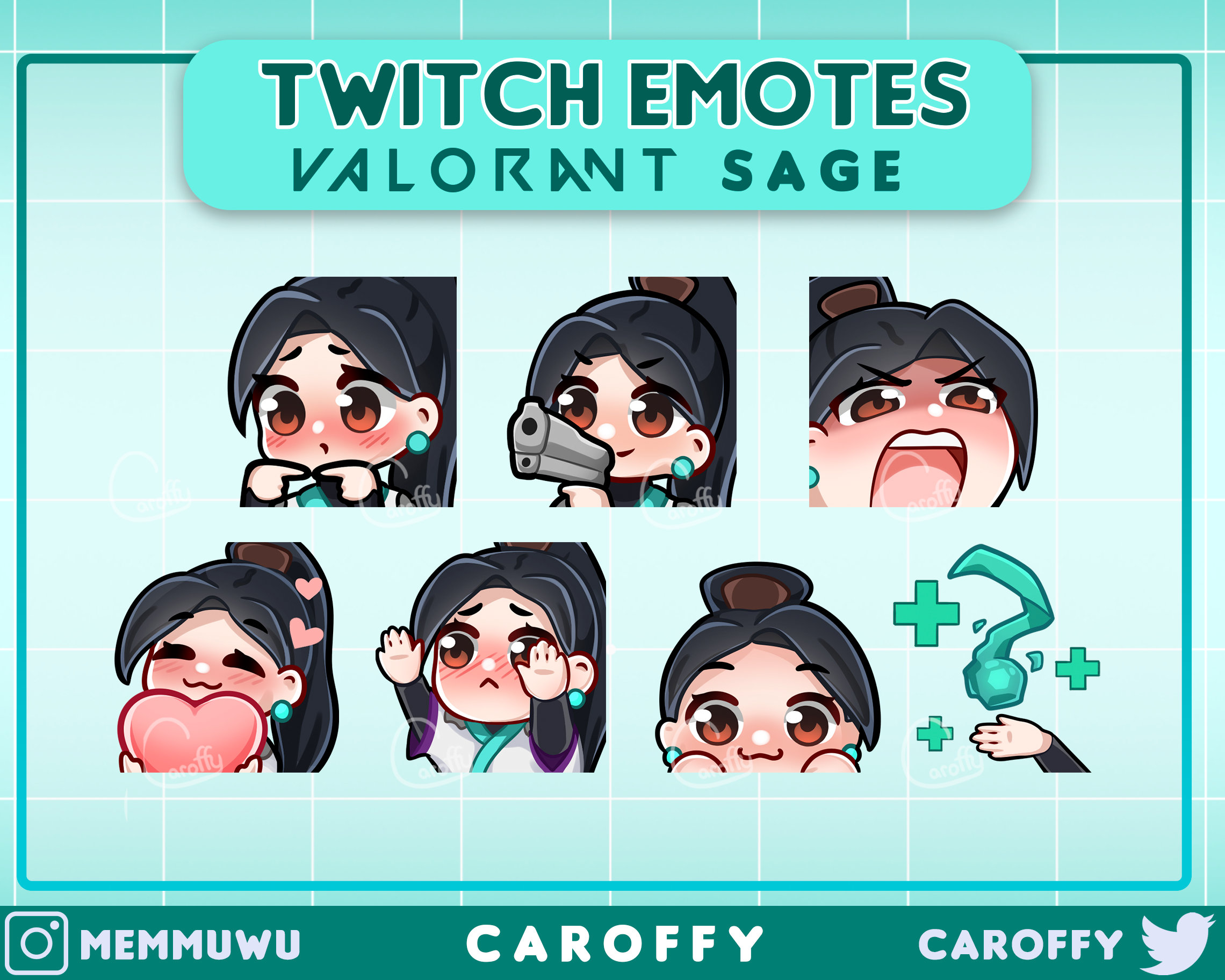 Cute Valorant Sage Emotes BUNDLE | Twitch, Discord, Youtube - Etsy
