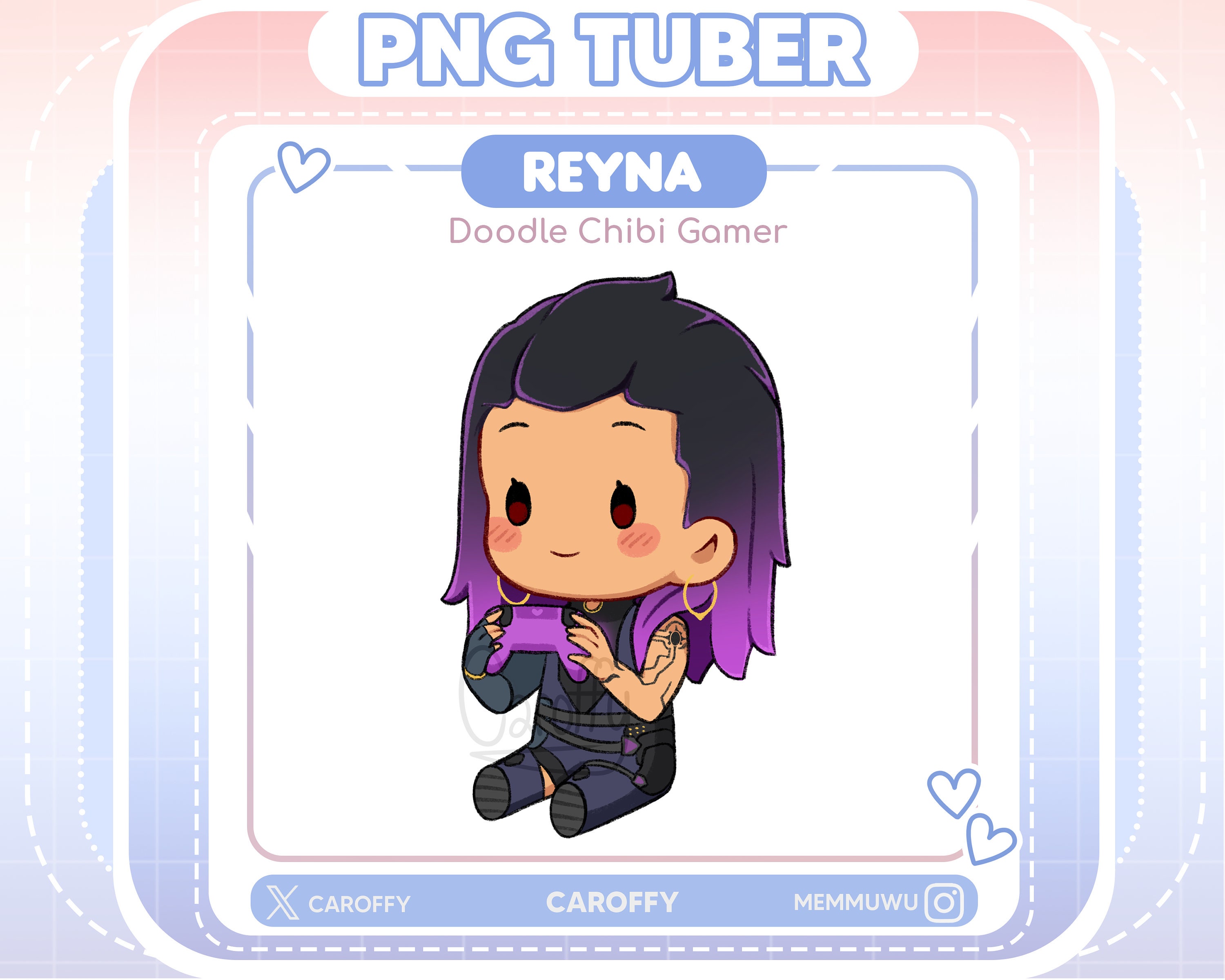 Cute Valorant Reyna Pngtuber Model | Doodle Chibi Gamer | Twitch ...