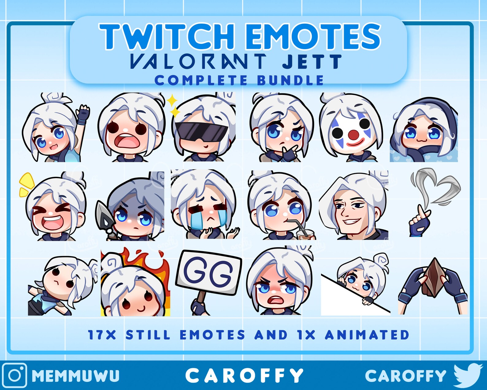 HUGE X18 Valorant Jett Emotes BUNDLE | 17x Normal + 1x Animated Emote ...