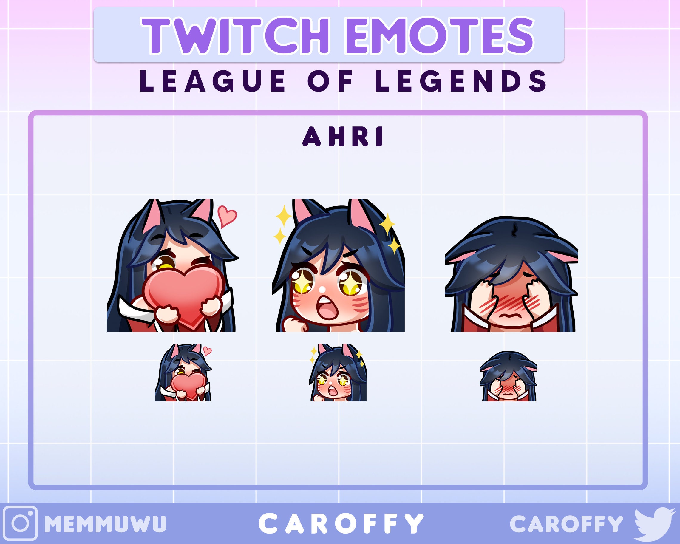 Cute Ahri League of Legends Emotes BUNDLE Twitch, Discord, Youtube - Etsy