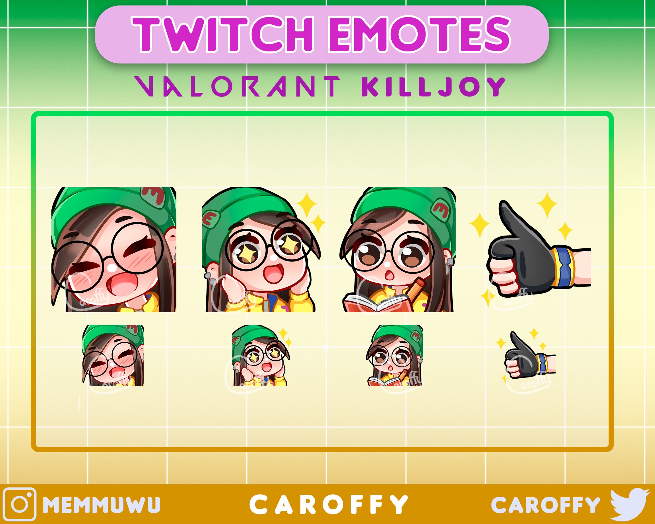 Cute Valorant Killjoy Emotes Twitch, Discord, Youtube - Etsy