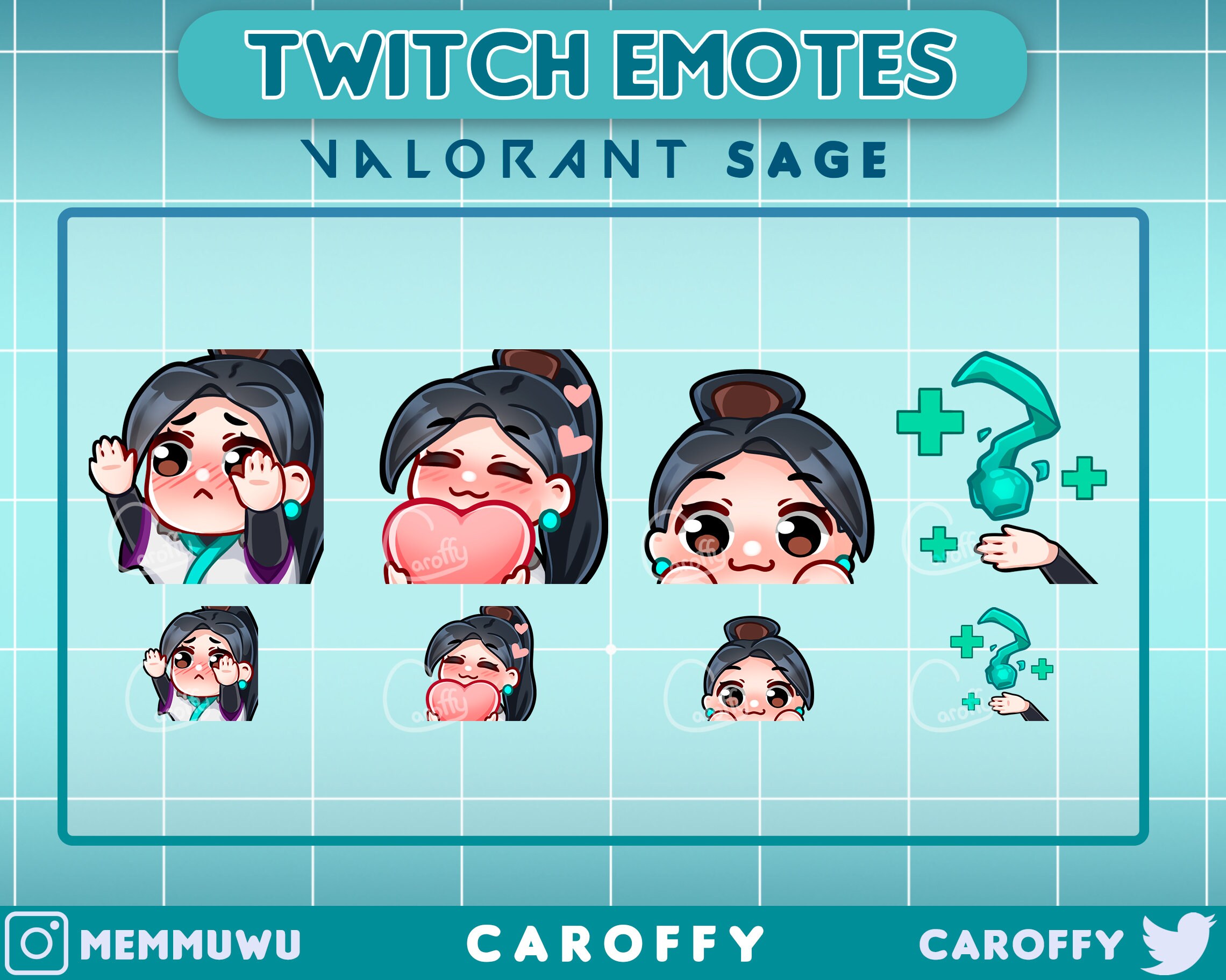Cute Valorant Sage Emotes Twitch Discord Youtube - Etsy Ireland
