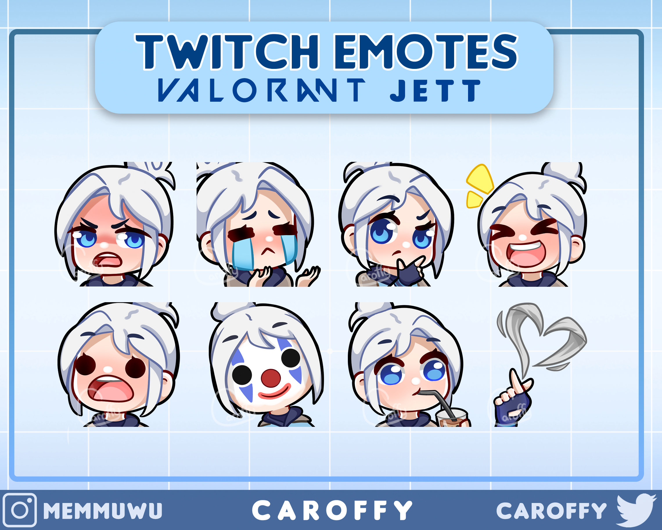 Cute Valorant Jett Emotes BUNDLE Twitch, Discord, Youtube - Etsy