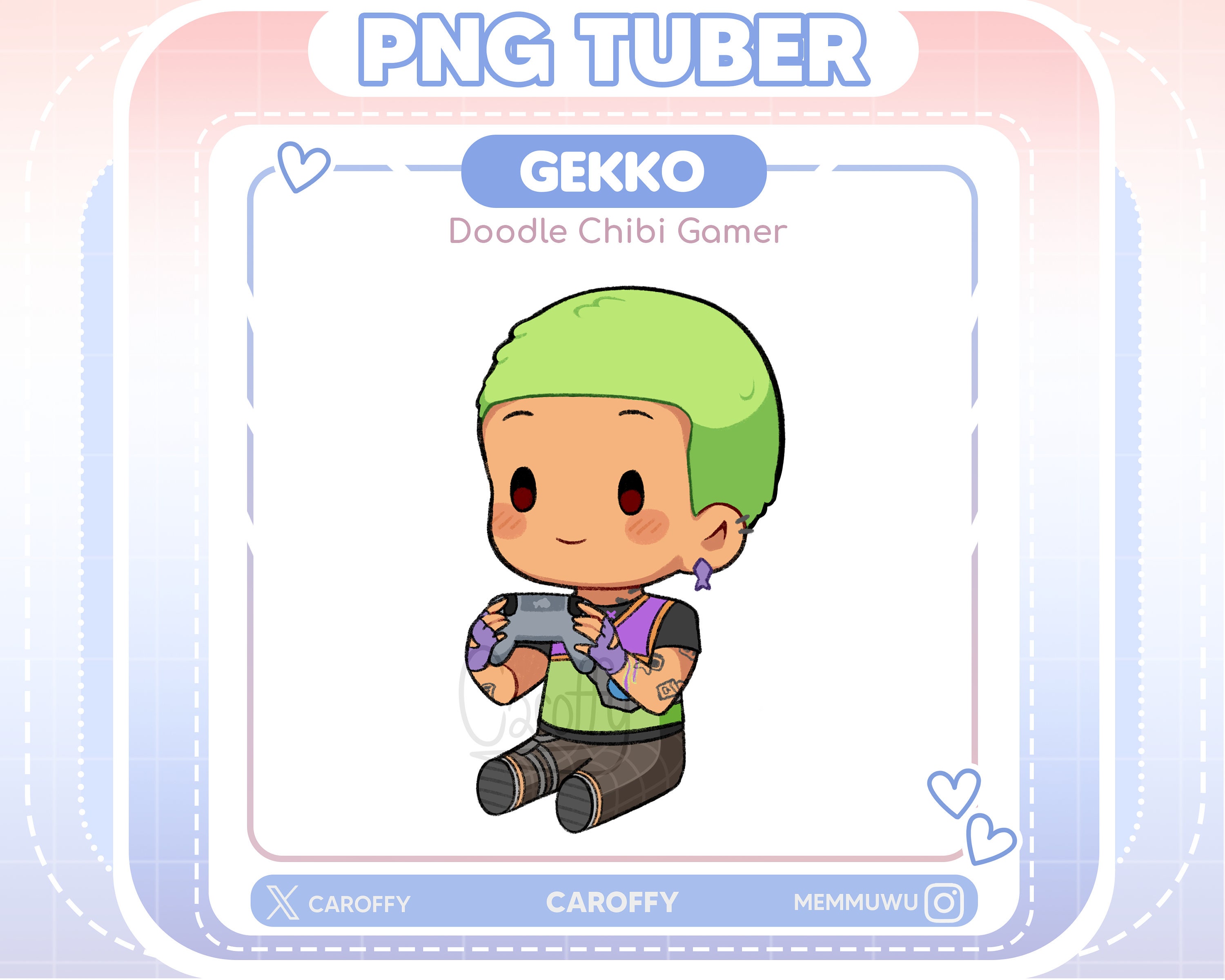 Cute Valorant Gekko Pngtuber Model Doodle Chibi Gamer Twitch, Discord ...