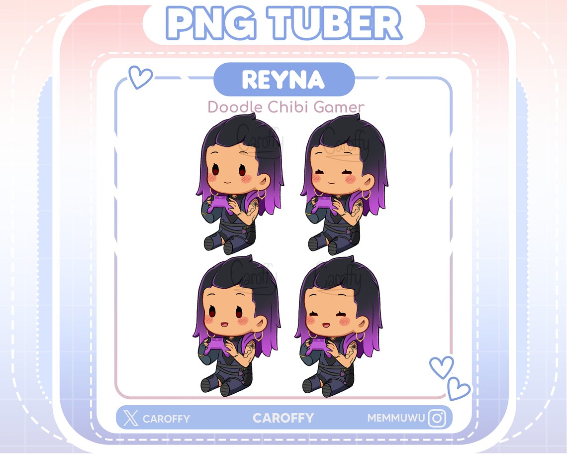 Cute Valorant Reyna Pngtuber Model | Doodle Chibi Gamer | Twitch ...