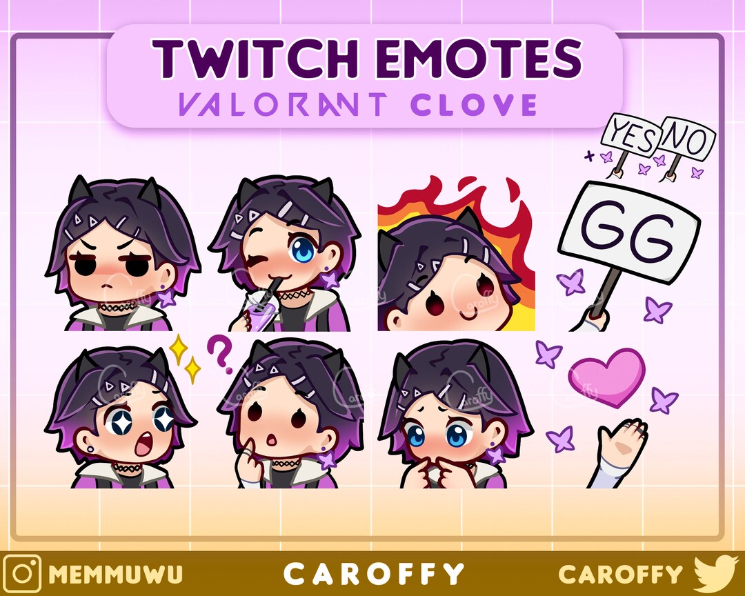Cute Valorant Clove Emotes BUNDLE Twitch, Discord, Youtube - Etsy