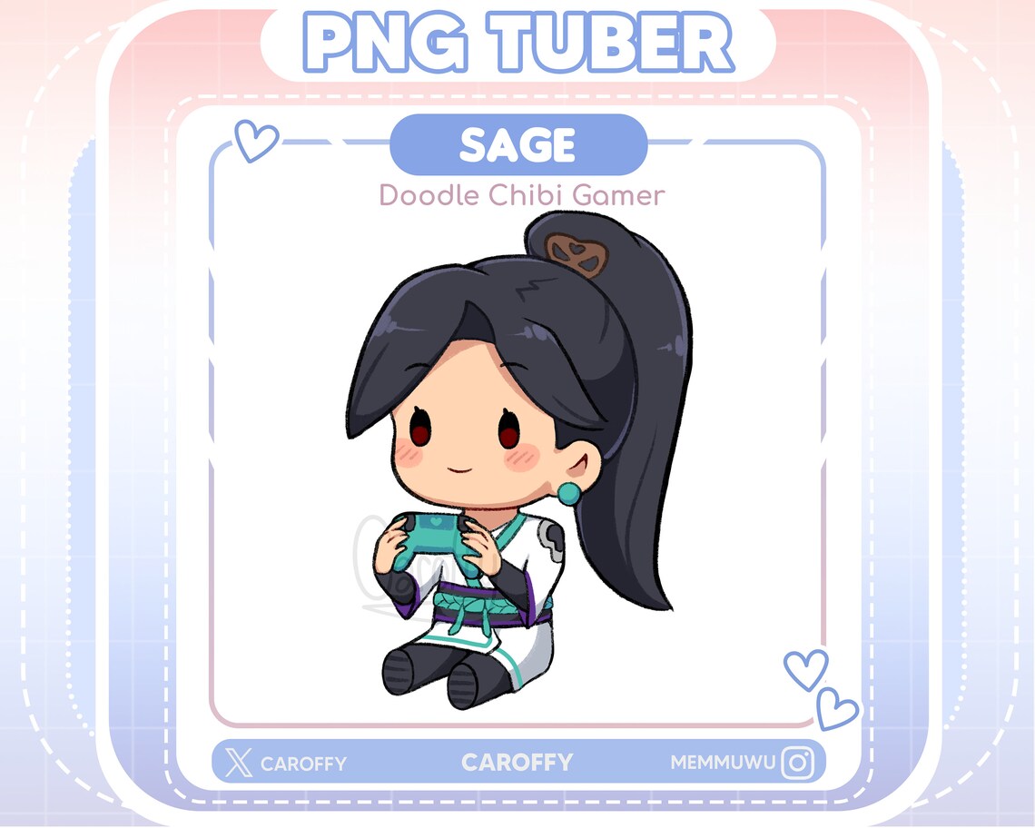 Cute Valorant Sage Pngtuber Model | Doodle Chibi Gamer | Twitch ...