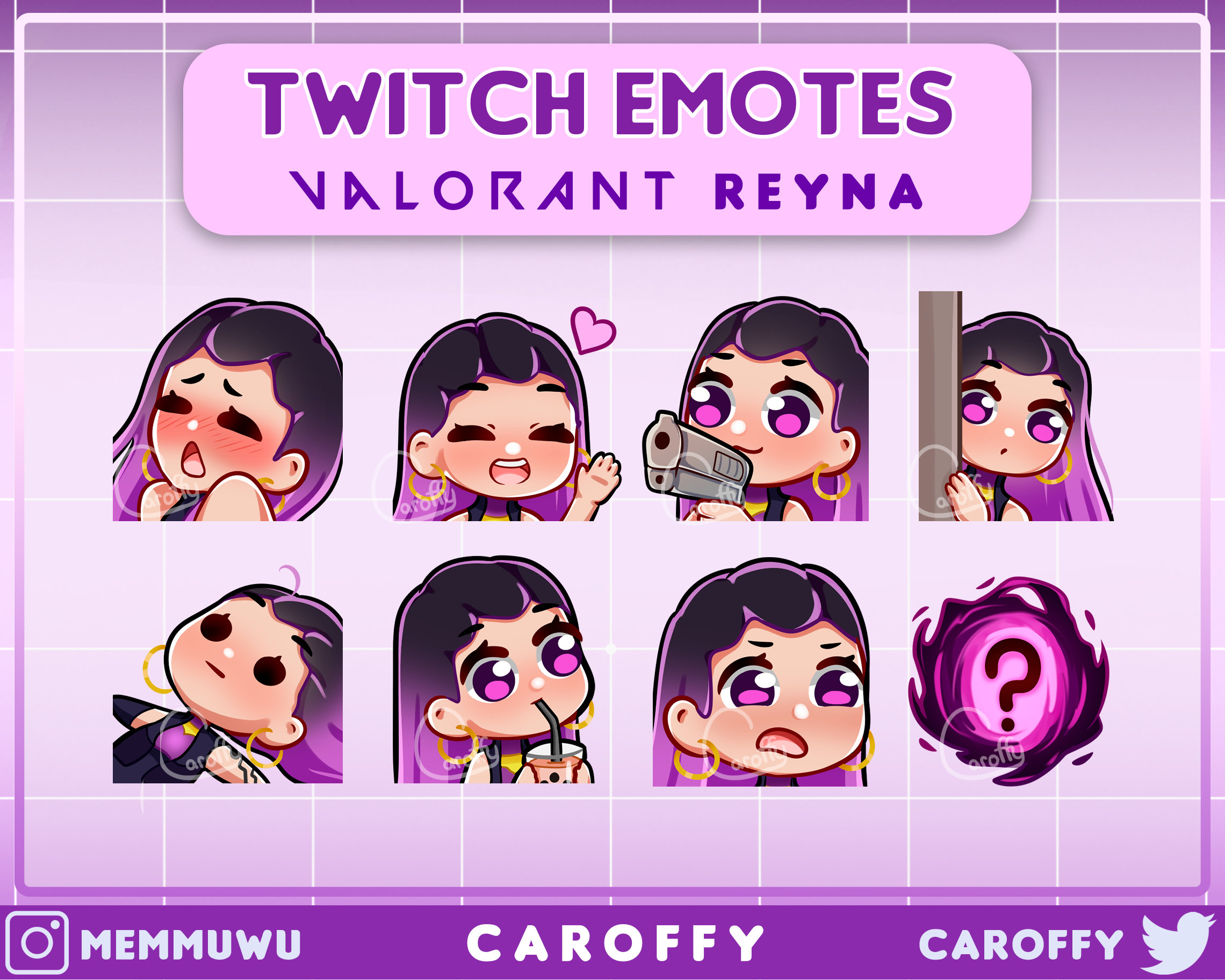 Cute Valorant Reyna Emotes BUNDLE / Twitch, Discord, Youtube - Etsy España