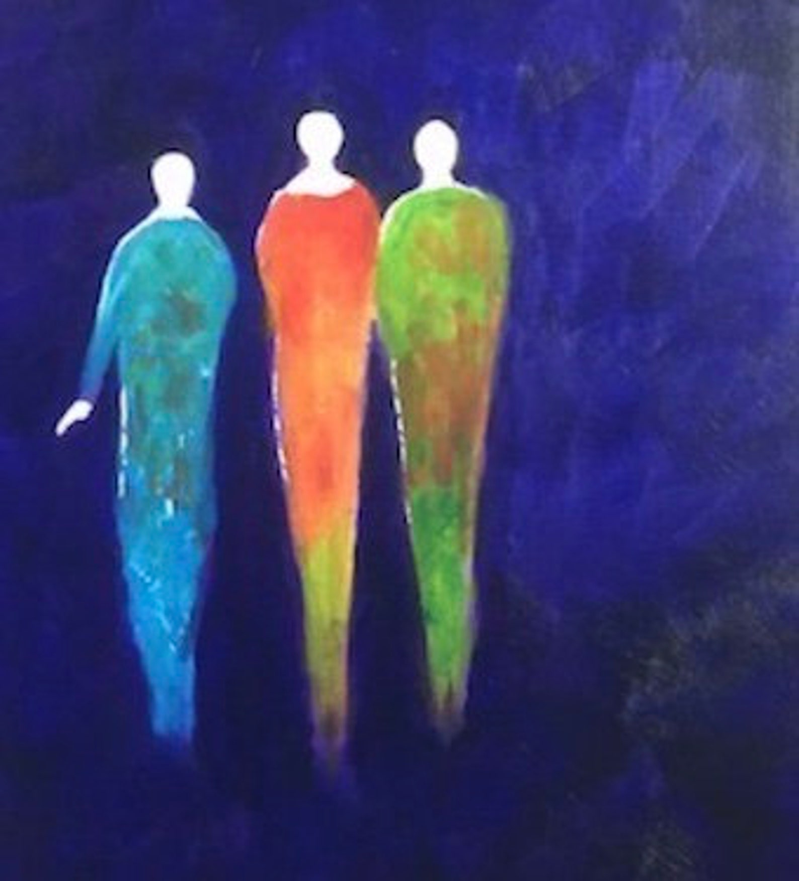 3 Siblings. Figurative Art. Acrylic Abstract. Wall Decor. Contemporary ...