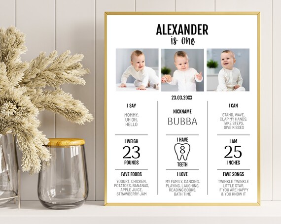 Editable Milestone Poster. Milestone Poster 1st Birthday. 1st | Etsy