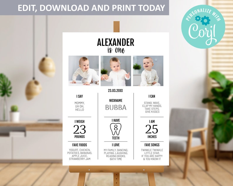 Editable Milestone Poster. Milestone Poster 1st Birthday. 1st | Etsy