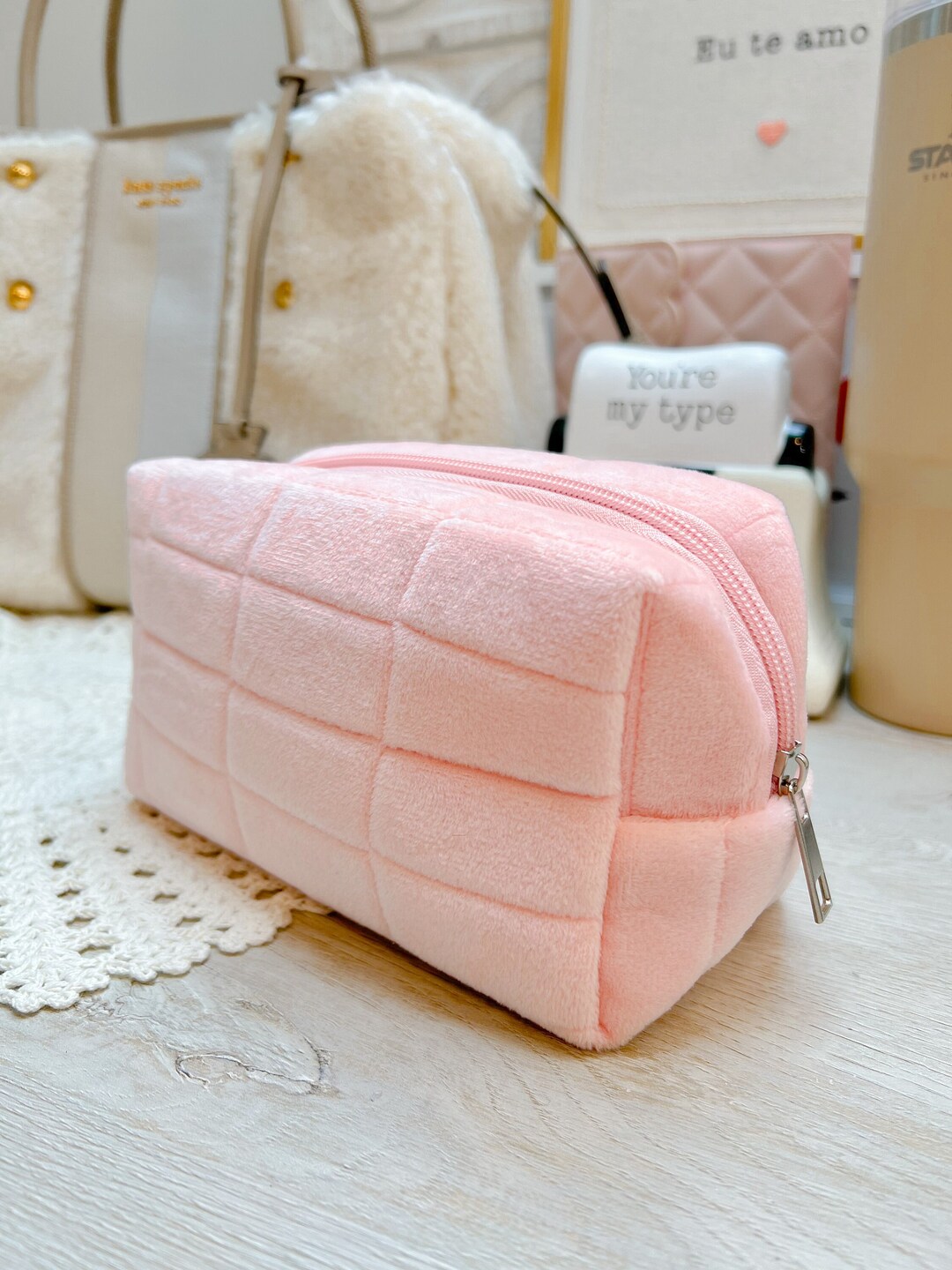 Soft Pink Quilted Planner Pouch - Etsy
