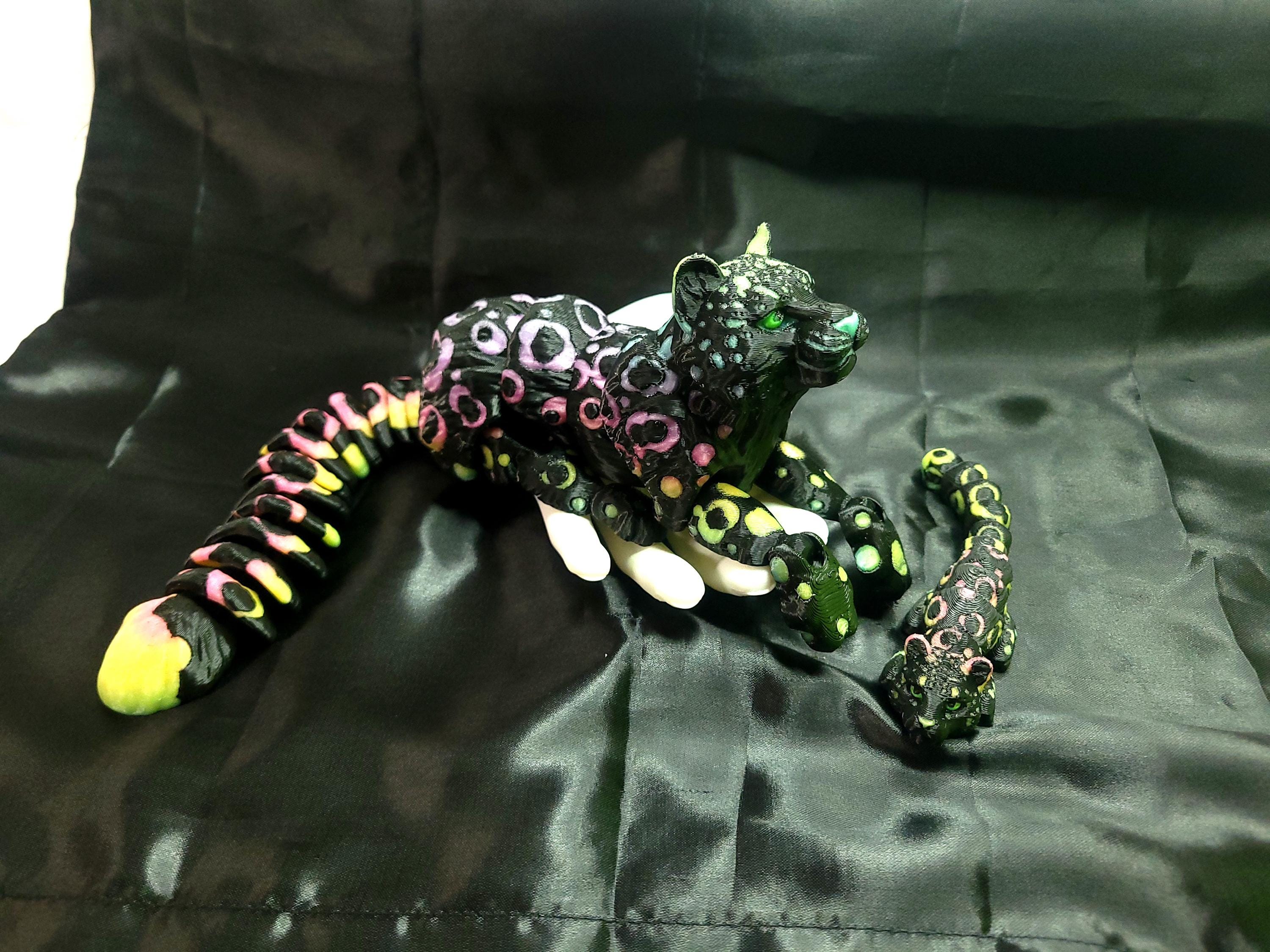 Glow in the Dark Snow Leopard Articulated Animal - Black and Glow in ...