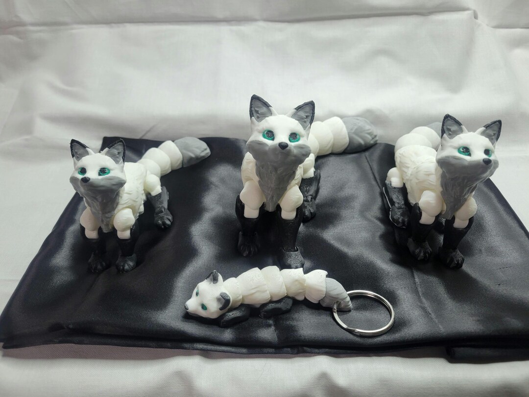 Large Articulated Arctic Snow Fox - Flexi Fidget Keychain Toy - 3d ...